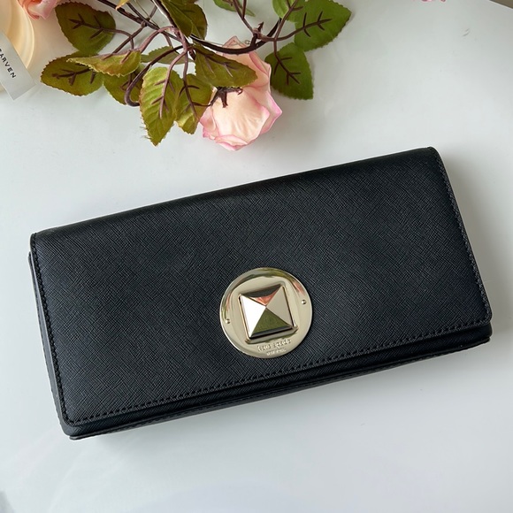 kate spade | Bags | Kate Spade Black Gold Hardware Clutch | Poshmark